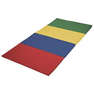 FDP SoftScape 4ft x 8ft Runway Tumbling Mat - Soft, Sturdy Foam, 3-Fold Exercise Mat; Safe Indoor Active Play, Gymnastics Practice, Training, Stretching for Kids - Assorted