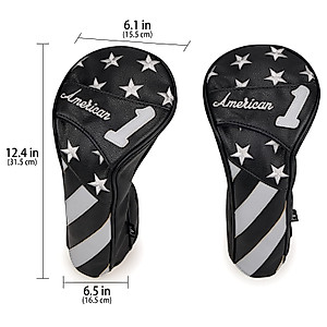 Craftsman Golf Star and Stripe Black and Gray US Style Patriotic Driver Headcover Cover 460cc