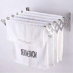 ZCXBHD Folding Drying Racks Telescopic Storage Finishing Rack Wall-Mounted 304 Stainless Steel Accordion Style Suitable for Bathroom (Size : 60cm)