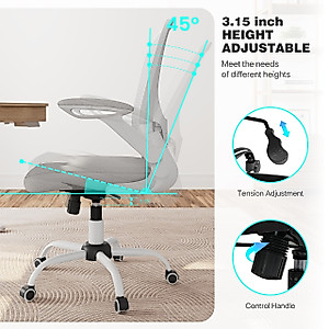 EUREKA ERGONOMIC Mesh Office Chair, Ergonomic Desk Chair with Adjustable Lumbar Support, Chair for Desk - Flip-Up Armrests, Breathable Computer Desk Chair with Wheels, Work Chair - BIFMA Passed(Gray)
