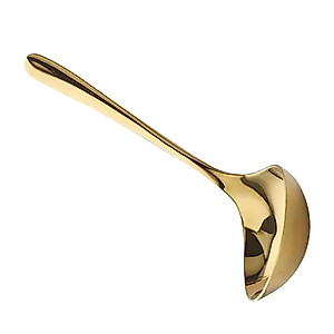 Soup Ladle, Stainless Steel Serving Spoon with Long Handle Golden Cooking Spoon for Stirring, Portioning and Serving Soups, Sauces, Batter