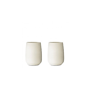 VIVA Nicola White Porcelain Double Wall Handless Tea and Coffee Cups - Set of 2 Coffee Mugs - 5 oz / 150 ml