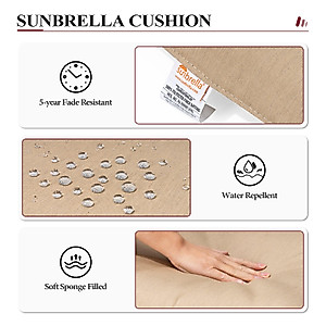 Crestlive Products Heavy Duty Cast Aluminum Frame & Sunbrella Fabric Cushion Counter Height Swivel Bar Stool All Weather Patio Furniture Antique Brown Finish for Outdoor Indoor, 2 PCS (Beige)