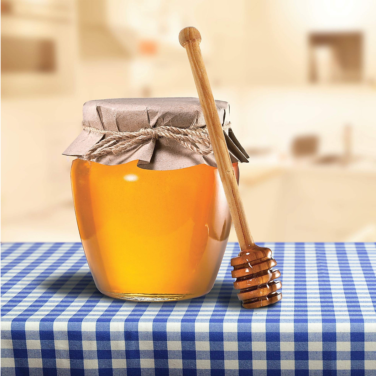 HIC Honey and Syrup Dipper Stick Server, Fine Italian Olive Wood, 6.5-Inches