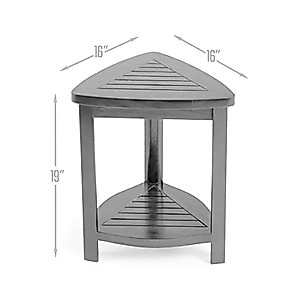 ALA TEAK Wood Bath Spa Shower Stool Corner Bench Stool Fully Assembled
