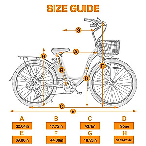 ECOTRIC Electric Bike 26" E Bike 350W Motor Cruiser Electric Bicycles Removable 36V 10AH Lithium Battery Commute Step-Through Ebike Moped for Adults with Basket Shimano 7 Speed Gears