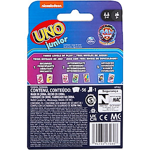 Mattel Games UNO Junior Paw Patrol: The Mighty Movie Kids Card Game for Family Night Featuring 3 Levels of Play