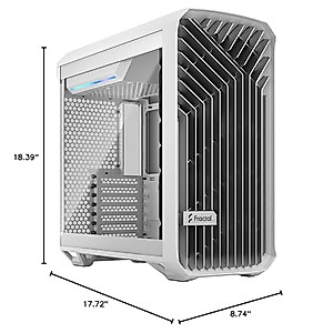 Fractal Design Torrent Compact White - Clear Tint Tempered Glass Side Panel - Open Grille for Maximum air Intake - Two 180mm PWM Fans Included - Type C - ATX Airflow Mid Tower PC Gaming Case