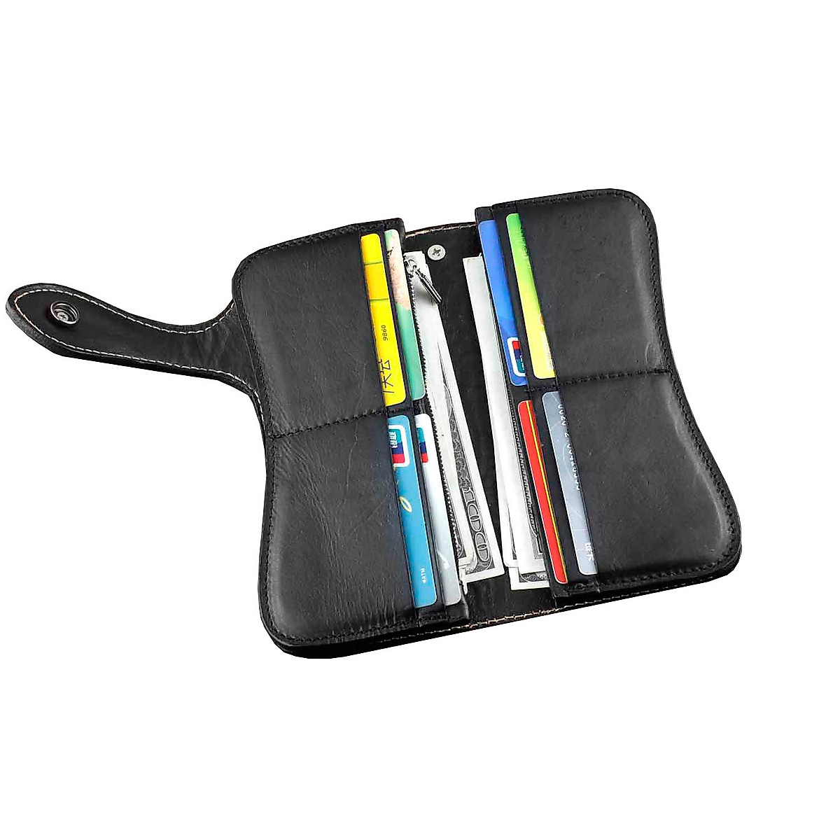 crazy hunter Skull Chain Wallet Long Leather Craft Bag With Metal Chain For Mens L69