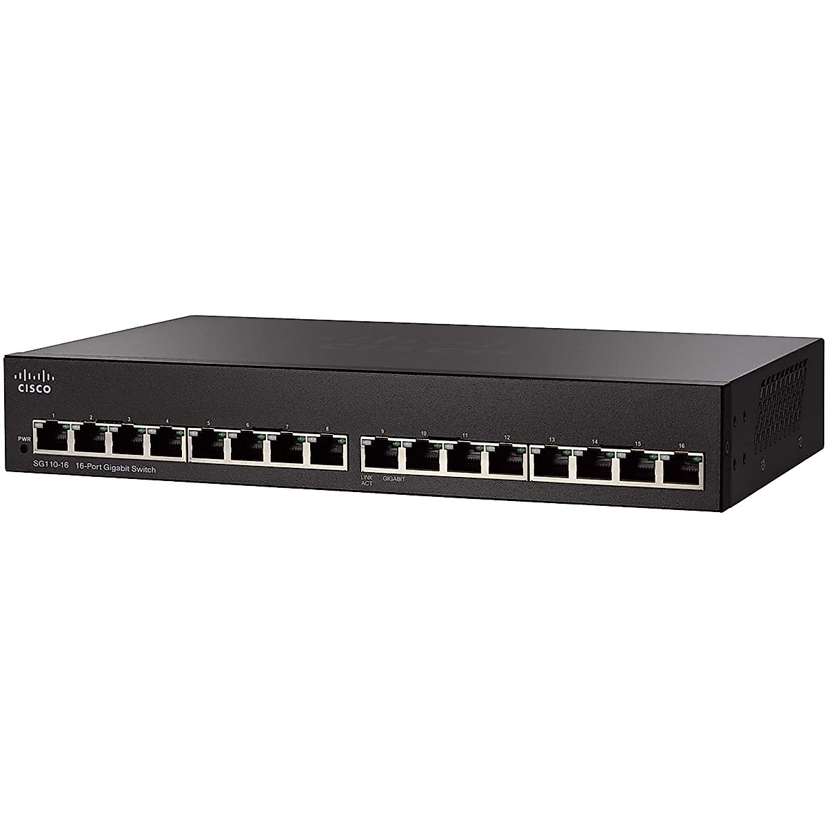 Cisco SG110-16 110 Series 16-Port Unmanaged Network Switch (SG110-16-NA) + 2 x Cat6e Fluke Tested Ethernet Cables + Microfiber Cloth Bundle
