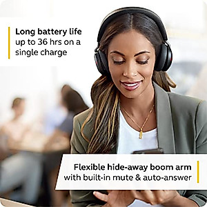 Jabra Evolve2 75 PC Wireless Headset with Advanced Active Noise Cancelling, USB-A Bluetooth Adapter and MS Teams-Compatibility - Black (Renewed)