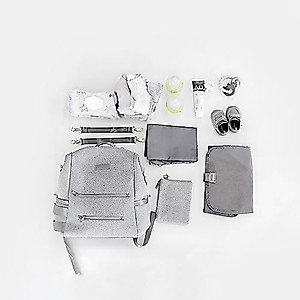 Lightweight Diaper Bag Backpack, Water-resistant Neoprene Travel Baby Bag With Changing Pad, Stroller Straps, Wet Bag and Pouch, Gray