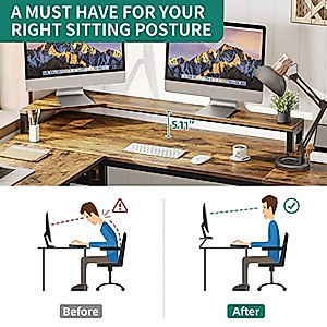 YITAHOME L Shaped Desk with File Drawer, 65" Large Computer Desk Corner Desk with Lift Top, Standing Desk Height Adjustable with Monitor Stand & Storage Shelves for Home Office, Rustic Brown