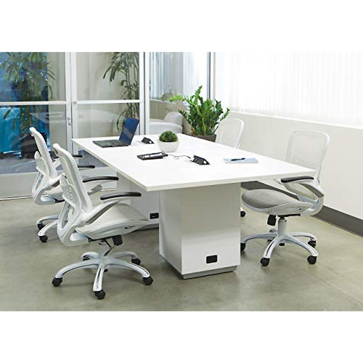 Office Star Ventilated Manager's Office Desk Chair with Breathable Mesh Seat and Back, White Base, White