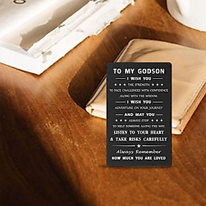 Mataly Godson Inspirational Gifts, Godson Wallet Card from Godmother Godfather for Birthday Graduation