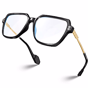 VISOONE Oversized Blue Light Blocking Glasses with Chic Square TR90 Frame and Metal Temple for Women Men REMY