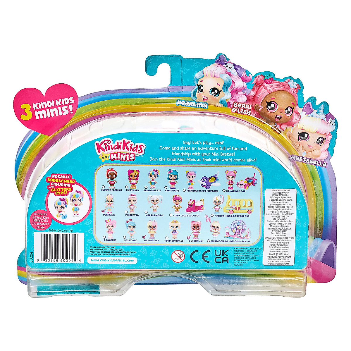 Kindi Kids Minis Collectible Posable Bobble Head Figurine 3pc - Mini Besties