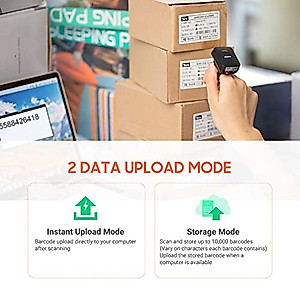 Tera Pro Extreme Performance 1D 2D QR Wireless Ring Barcode Scanner with Bluetooth, Extra Fast Scanning Speed Ultra High Resolution Mini Wearable Finger Bar Code Reader Model HW0010