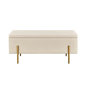 Ball & Cast Storage Ottoman Benches, 42", Gold & Cream