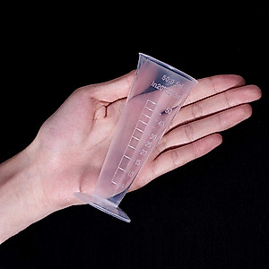 Bettomshin 3pcs 50ml Metric Plastic Conical Measuring Cup, with Pouring Spout Lab Breaks Household Baking Graduated Beaker for Measuring Flour, Sugar, Vinegar, Sauce, or Other Liquid