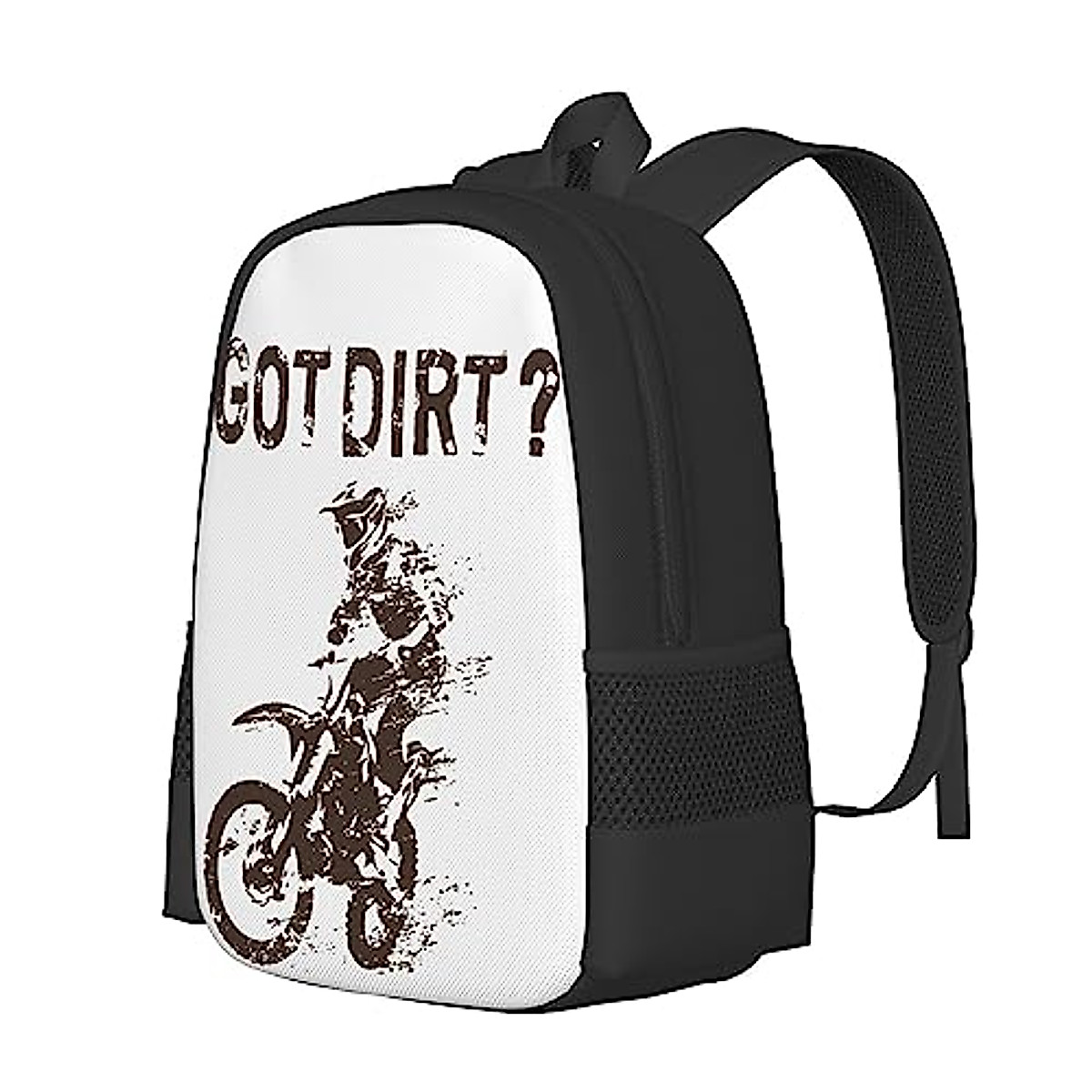 WZOMT Boys Motocross School Backpack Funny Got Dirt Bike Fly Racing Vintage White Bookbag Fashion Laptop Bags Water Resistant Daypack Rucksack for Travel Hiking Kids Men Women 17" Knapsack
