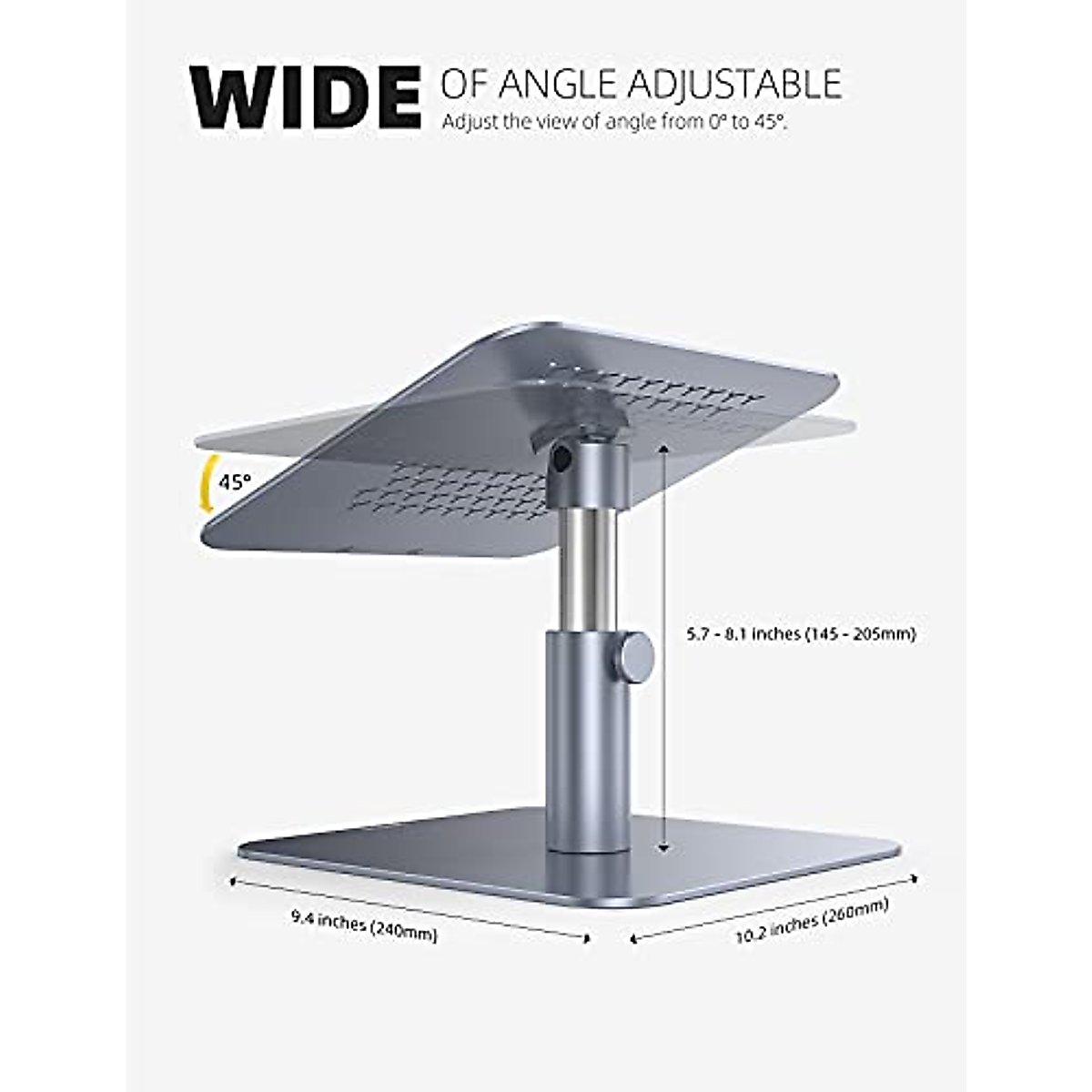 Lamicall Laptop Stand, Swivel Computer Holder Multi-Angle Height Adjustable, Ergonomic 360 Rotating Notebook Desk Riser, Compatible with 10-17" Laptop, Such as MacBook Air Pro, Dell XPS, HP, Gray