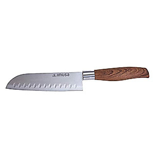 IMUSA USA 6" IMU-73055 Stainless Steel Santoku Knife with Woodlook Handle, Woodlok