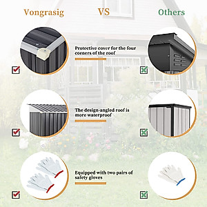 Vongrasig 6 x 4 x 6 FT Outdoor Storage Shed Clearance with Lockable Door Metal Garden Shed Steel Anti-Corrosion Storage House Waterproof Tool Shed for Backyard Patio, Lawn and Garden (Dark Gray)