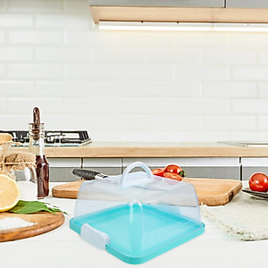 LIFKOME Cake Carrier Storage Container Portable Cake Saver with Handle Clear Square Cake Keeper for Transport Packaging Sky- blue