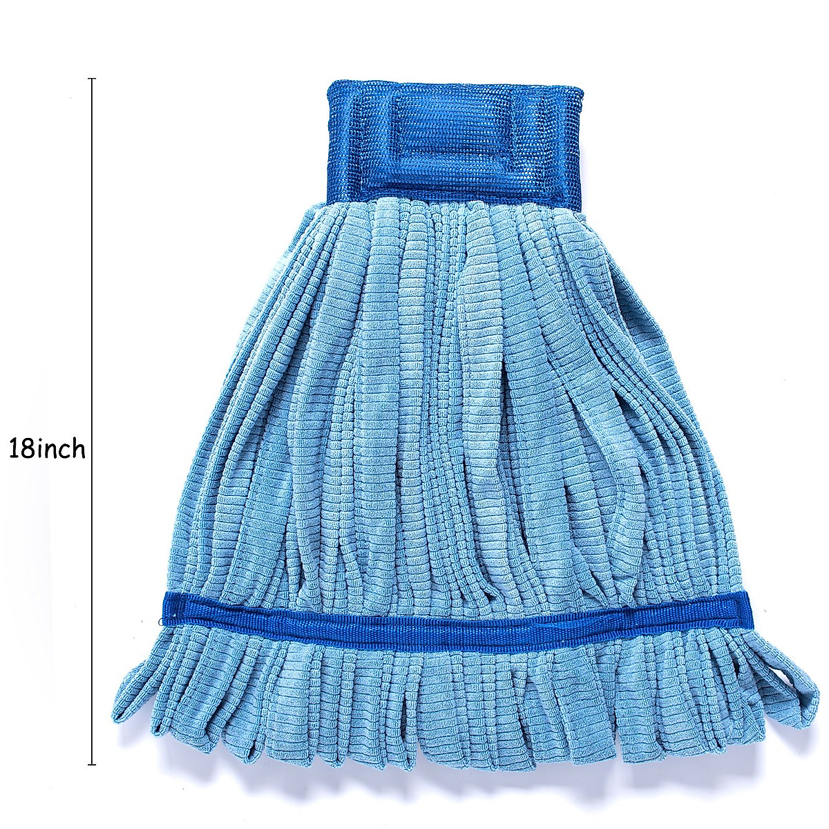 QIPENG 18" Large Microfiber Cloth Mop Head Replacement Pack of 2 | for Home Use (Blue)