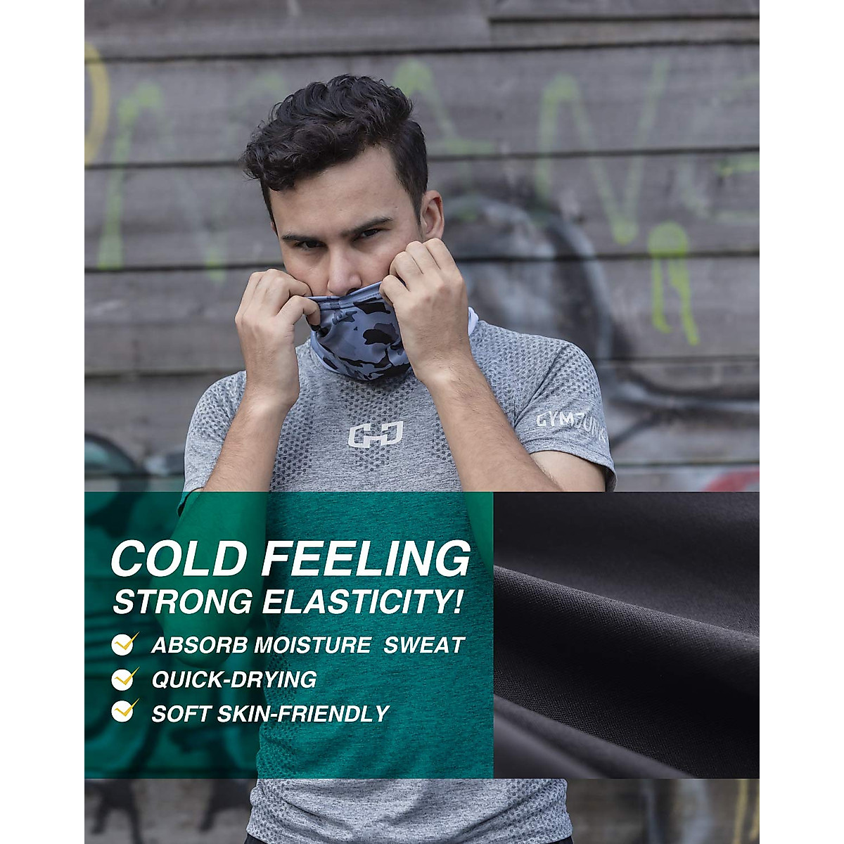 Sun Protection Cool Milk Silk Fabric Camo Black Outdoor Face Mask, UV Dust Wind Protection Face Neck Gaiter Headwear for Motorcycle Hiking Cycling Ski Snowboard Fishing Running Workout