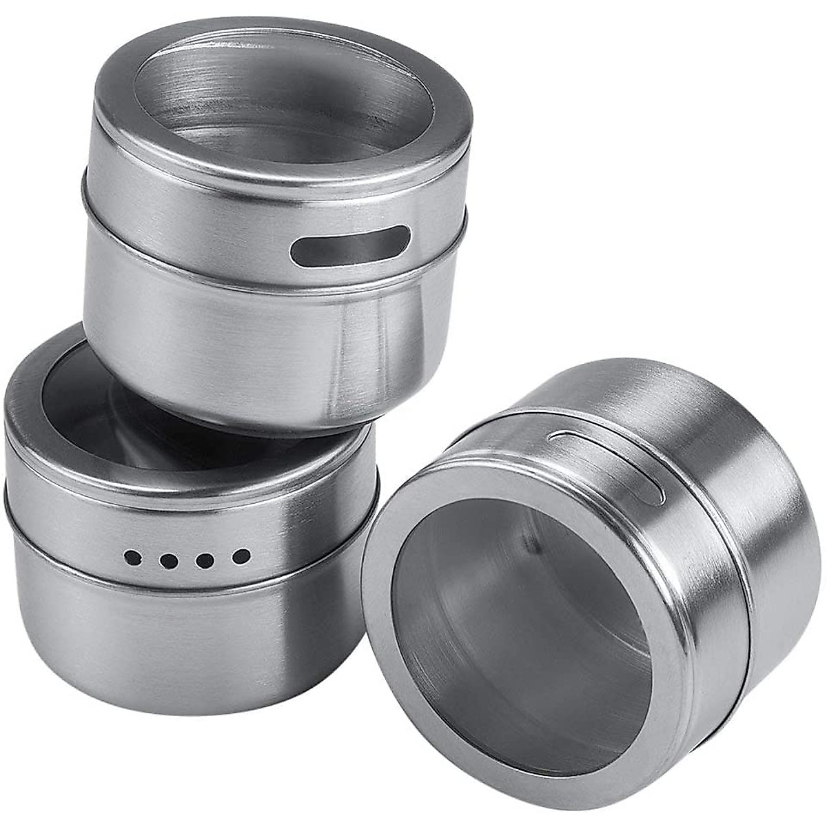 Bekith 20 Pack Stainless Steel Magnetic Spice Tins, Storage Spice Containers, Clear Top Lid with Sift and Pour, Magnetic on Refrigerator and Grill, 120 Spice Labels