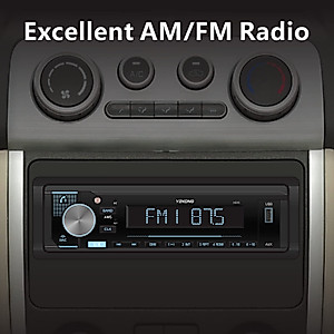 Single Din Car Radio Receiver Automatic Brightness Bluetooth Car Stereo with LCD Display AM/FM Radio MP3 Player USB SD AUX Port Built-in Microphone, Hands-Free Calling, APP Control