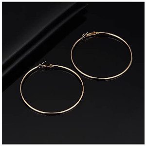 90mm Hoop Earrings for Women (Gold)