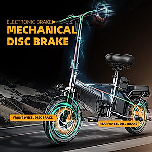 EUYBIKE Ebikes for Adults, 500W Motor 48V 18AH Removable Battery Mini Electric Bike for Adults,21MPH Folding Electric Bike, Urban City Commuter,14” Foldable Adult Electric Bicycles for Women, Men