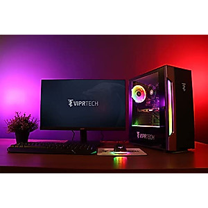 ViprTech Snowstorm Gaming PC Desktop Computer - AMD Ryzen 3 2200G, AMD Radeon Vega 8 Graphics, 8GB DDR4 RAM, 128GB M.2 SSD, 500GB HDD, WiFi, RGB, Windows 10 Pro, 1 Year Warranty, USA Built