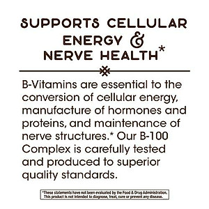 Natures Way Vitamin B-100 Complex Capsules For Energy And Nerves - 60 Ea