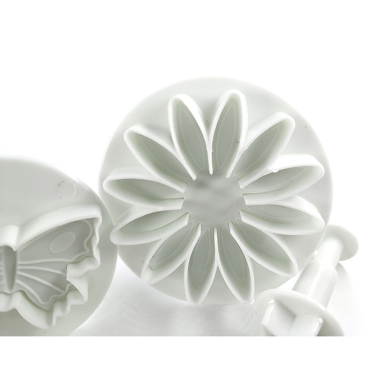 Daycount 33 Pcs Fondant Cutters Tools, Fondant Cake Cutter Mould, Ejector Stamp Modeling Cookie Plunger Cutter Sugarcraft Flower Leaf Butterfly Heart Shape Decorating Mold DIY Tools