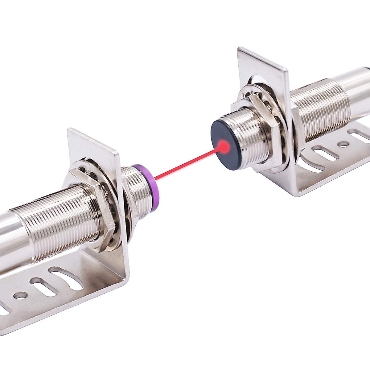 Twidec/1 Pair 0-20M Indoor Wall Mounted Photoelectric Beam Sensor NPN NO 18mm Photoelectric Sensor Switch Proximity Switch 2m line Length with Infrared Ray Beam E3F-20DNL-18