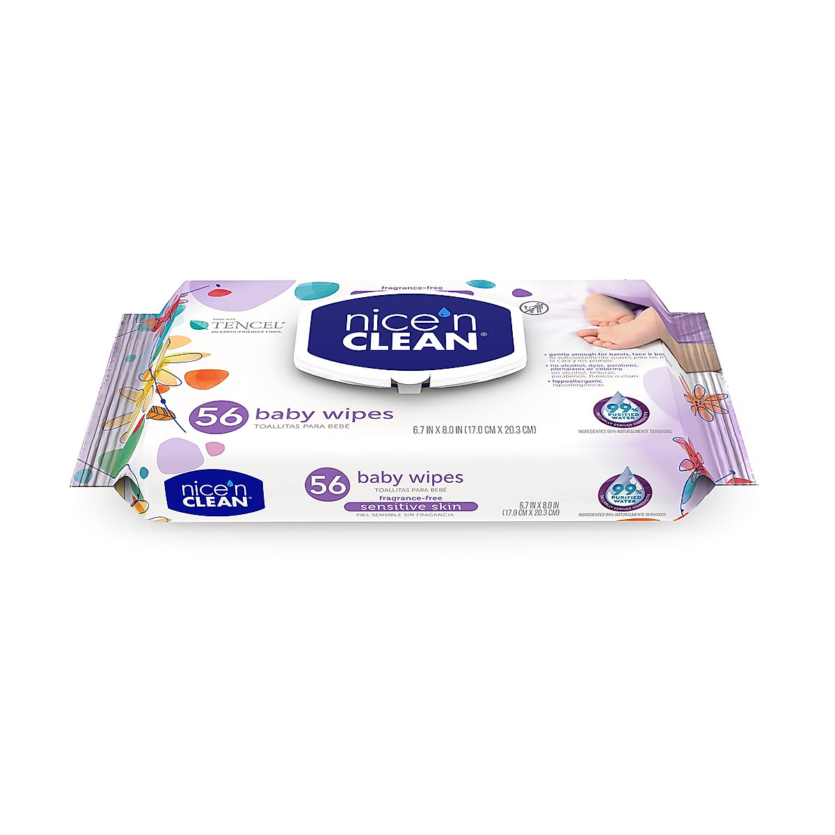 Nice 'N Clean Unscented Baby Wipes (336 Total Wipes) | Ideal for Sensitive Skin | Hypoallergenic, Alcohol-Free, Paraben-Free Wet Wipes | Infused w/Aloe & Vitamin E, 56 Count (Pack of 6) (A250S6)