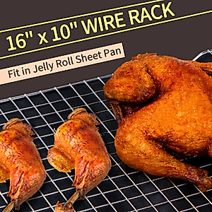 Cooling Rack for Baking 2-Pack, 16x10 Inches Baking Rack, Thick Wire Cookie Rack for Cooking, Roasting, Grilling, Drying, Oven Safe, Fits Half Sheet Pan