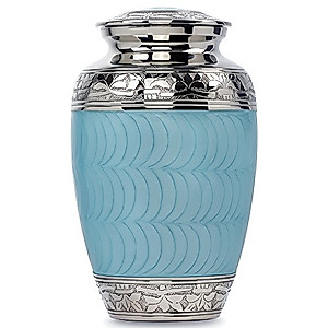 Trupoint Memorials Cremation Urns for Human Ashes - Decorative Urns, Urns for Human Ashes Female & Male, Urns for Ashes Adult Female, Funeral Urns - Large, Up to 200 Lbs, Light Blue