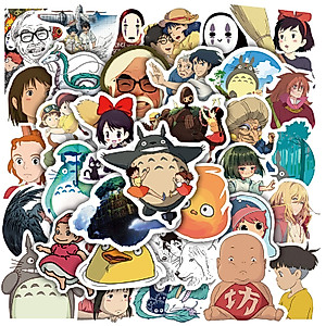 50 PCS Japanese Cartoon Stickers, Kawaii Studio Ghibli Anime Stickers Waterproof Vinyl Cute Stickers for Laptop Guitar Water Bottle Luggage Bike Fashion Decals for Kids Teen Girls Adults