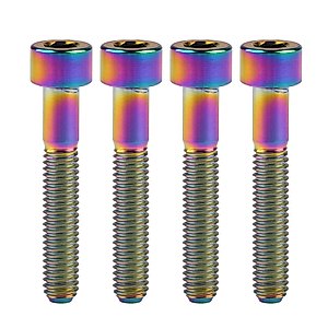 Wanyifa Titanium Ti M6x10 15 18 20 25 30 35 40 45 50 55 60 65mm Socket Allen Hex Bolt Pack of 4 (M6x40mm, Ranibow)