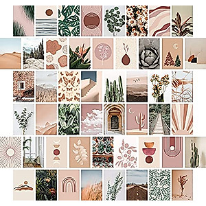 Artivo Boho Wall Collage Kit Aesthetic Pictures, Cute Bedroom Decor for Teen Girls, 50 Set 4x6 inch, Plant Wall Art Collage Kit, Boho Trendy Decor Photo Collection