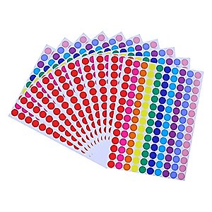 1400 PCS 3/4” (19mm) 10 Color Round Coding Labels, Circle Dot Stickers for Office and Student Marking, Organizing, Art Learning, and Sensory Playing