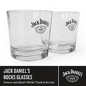 Jack Daniels Official - Jack Daniels Whiskey Glasses, Set of 2 Licensed Jack Daniel's Old No 7 Branded Glass Whiskey Tumbler 330 ml - 11oz Premium Whisky Glass Set - Jack Daniels Gifts for Men, Women