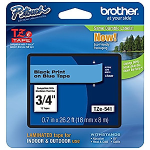 Genuine Brother 3/4" (18mm) Black on Blue TZe P-Touch Tape for Brother PT-1890, PT1890 Label Maker