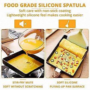 KUFUNG Silicone Spatula Pancakes Shovel Omelette Spatula Turner for Eggs Fish Pancake Pizza and Steak Wide Soft Pizza Shovel Non-Stick Heat-Resistant Kitchen Fried Shovel (Large, Yellow & Blue)