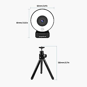 papalook 1080P Webcam with Ring Light and Tripod, PA552 Full HD Streaming Web Camera with Dual Microphones, Plug and Play USB Webcam for PC Mac Laptop Desktop, Zoom Skype Facetime Video Conference